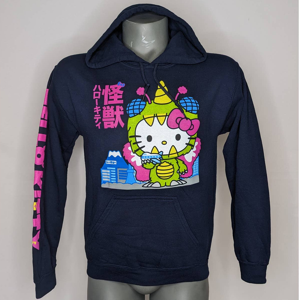 Hello Kitty Hoodie Godzilla Front And Sleeve Print Fl… - Gem